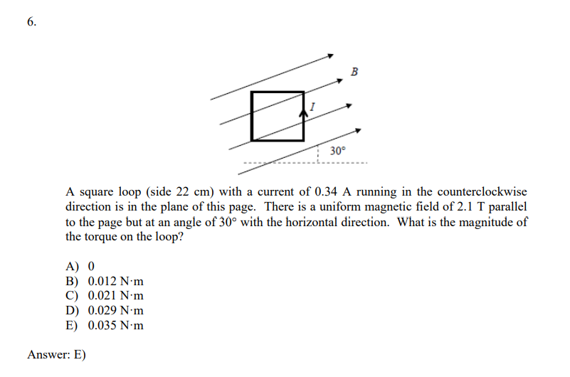 Solved A square loop (side 22 cm ) with a current of 0.34 A | Chegg.com