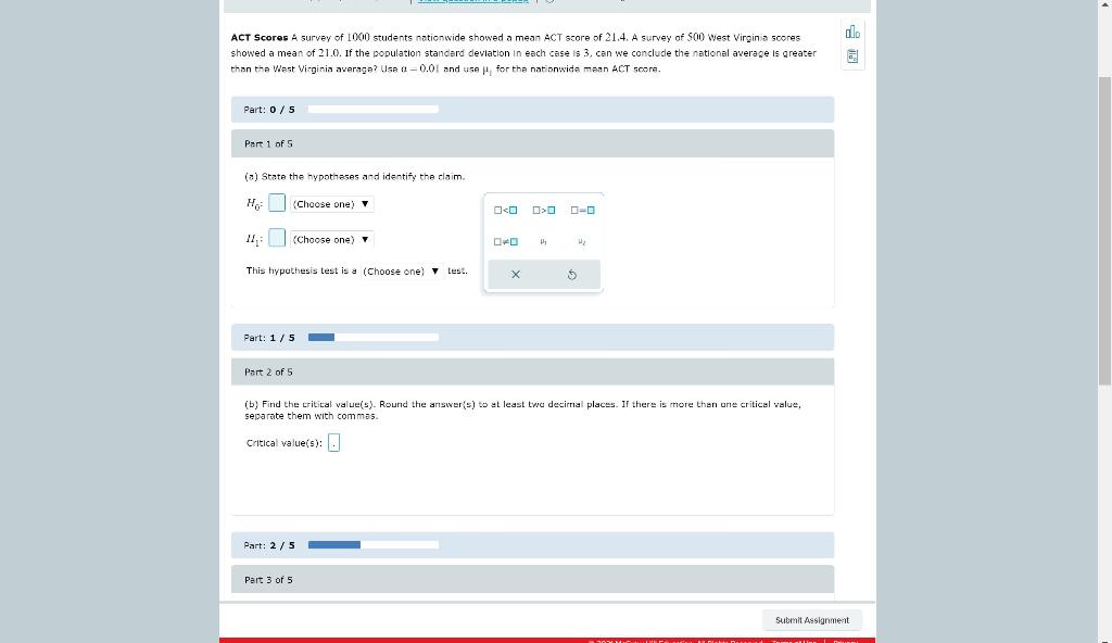 Solved old ACT Scores A survey of 1000 students nationwide | Chegg.com
