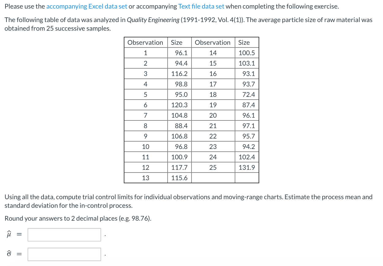Solved Please use the accompanying Excel data set or | Chegg.com