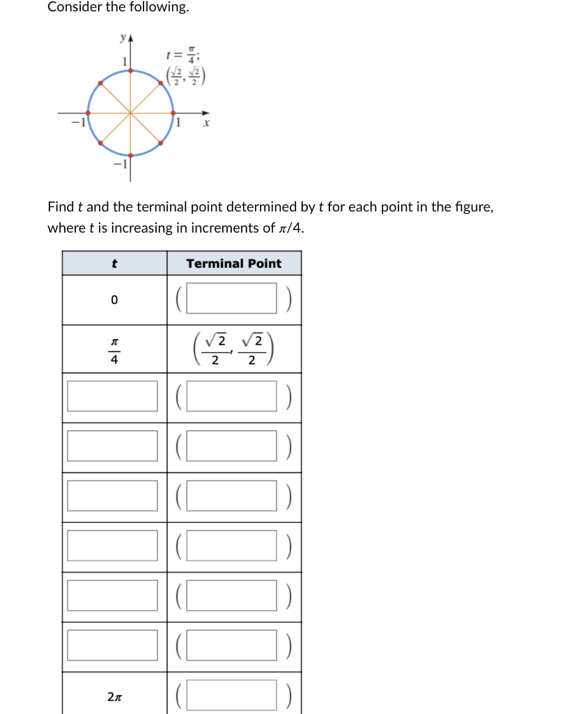 Solved Consider the following. 1 (121) Find t and the | Chegg.com