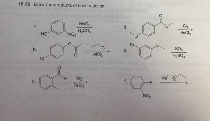 Solved 18.38 Draw the products of each reaction. HNO3 H2SO4 | Chegg.com