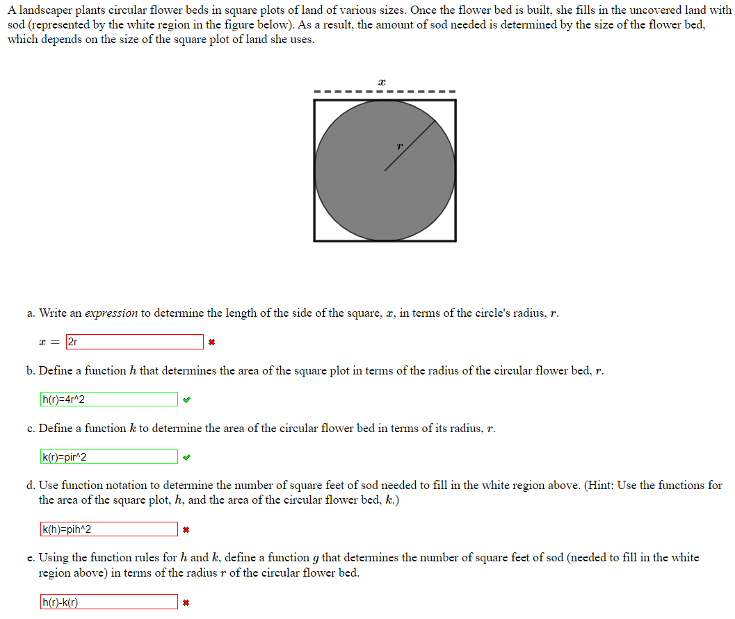 Solved A Landscaper Plants Circular Flower Beds In Square