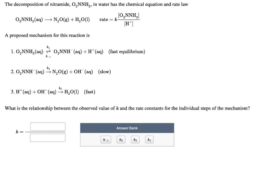 Solved The decomposition of nitramide, 0,NNH,, in water has | Chegg.com