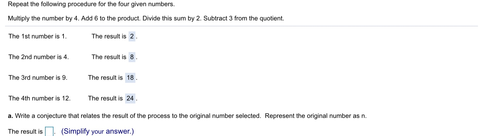 Solved Identify a pattern in the given list of numbers. Then | Chegg.com
