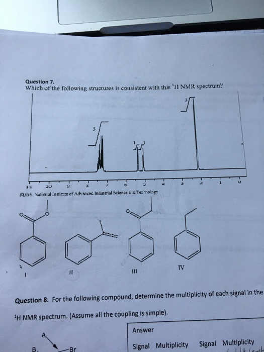 Solved Which of the following structures is consistent with | Chegg.com