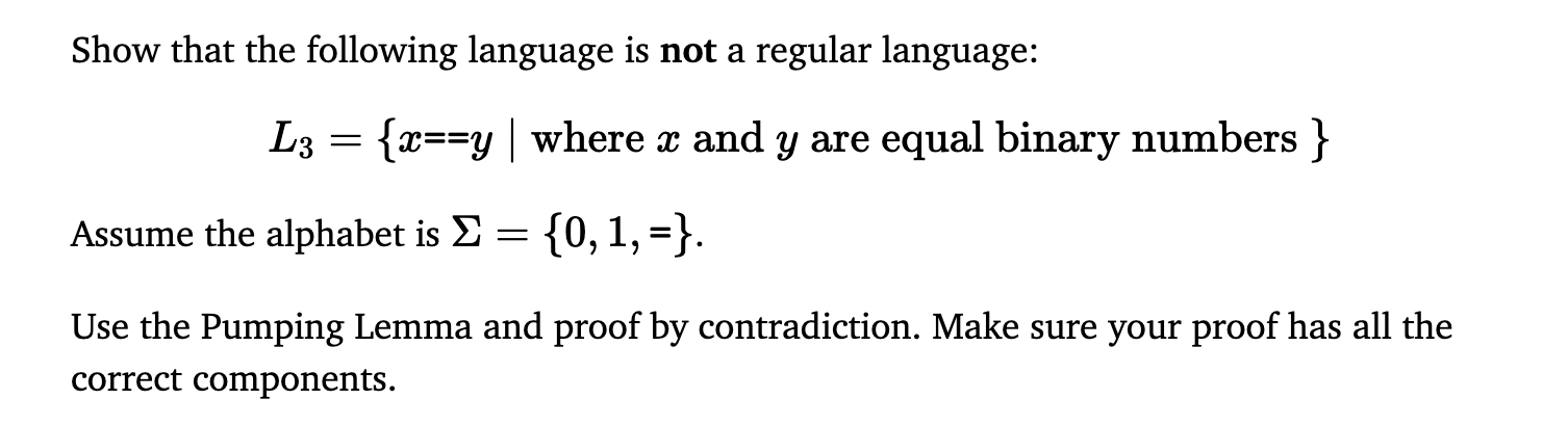 Show that the following language is not a regular | Chegg.com
