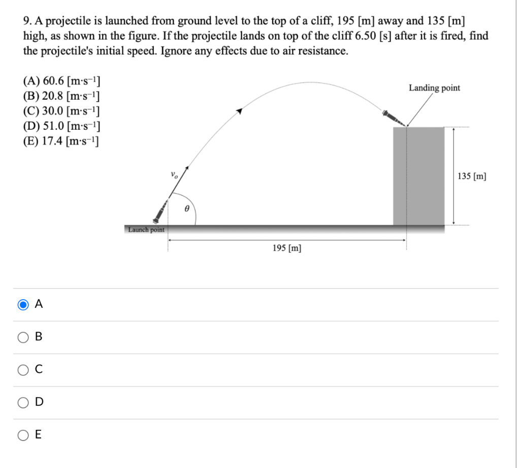 Solved 9. A projectile is launched from ground level to the | Chegg.com