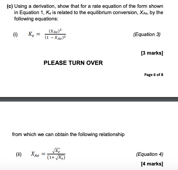 Solved c) Using a derivation, show that for a rate equation | Chegg.com
