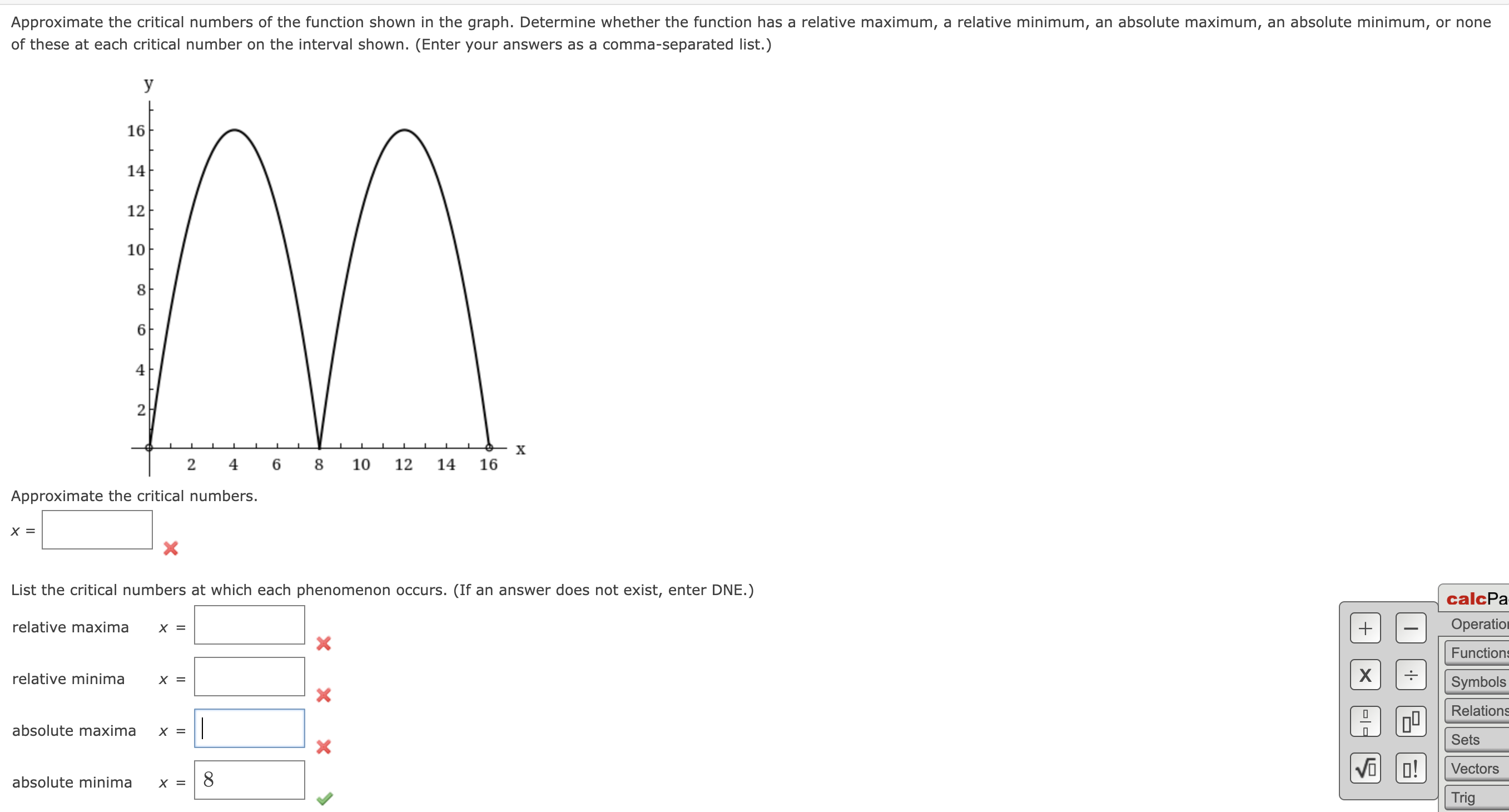 Solved of these at each critical number on the interval | Chegg.com