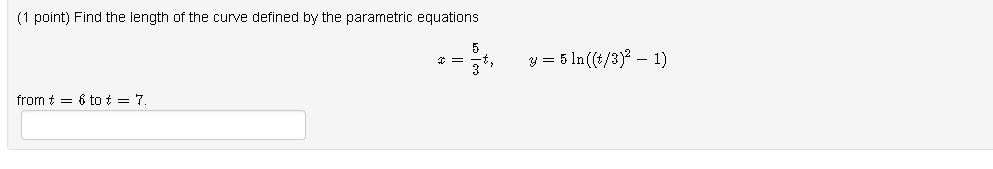 Solved (1 point) Find the length of the curve defined by the | Chegg.com
