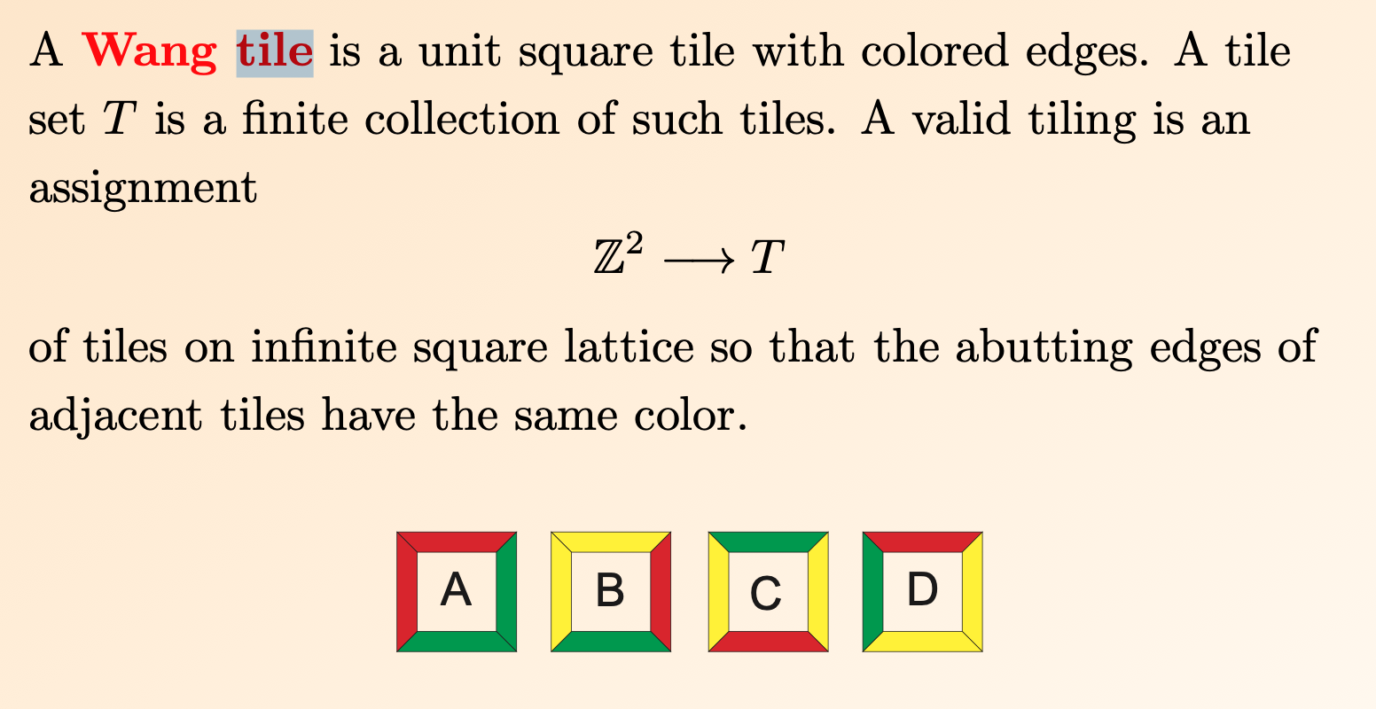 Solved A Wang tile is a unit square tile with colored edges. | Chegg.com