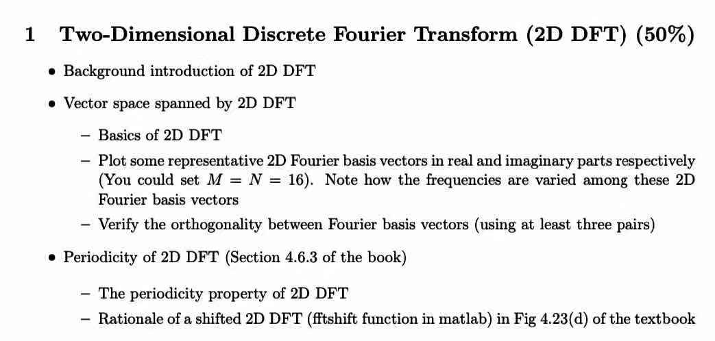 1 Two-Dimensional Discrete Fourier Transform (2D DFT) | Chegg.com