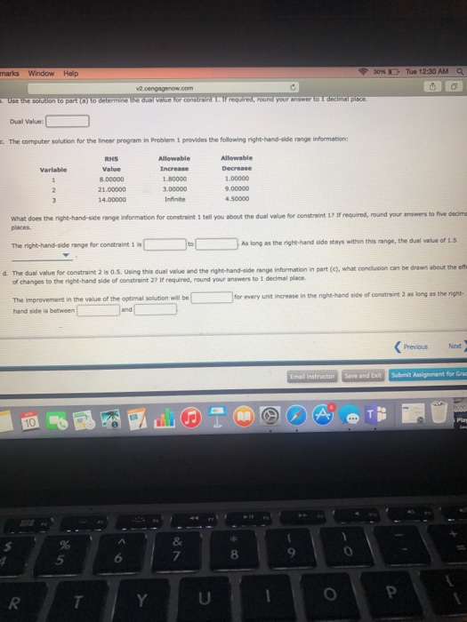 Solved Bookmarks Window Help Consider the following linear | Chegg.com