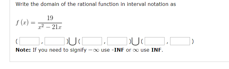 Solved Write the domain of the rational function in interval | Chegg.com