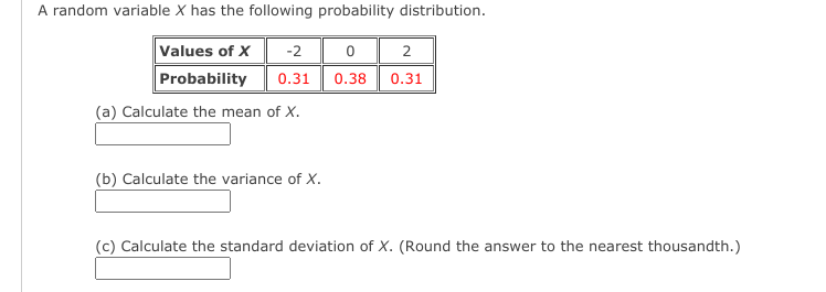 Solved A random variable X has the following probability | Chegg.com
