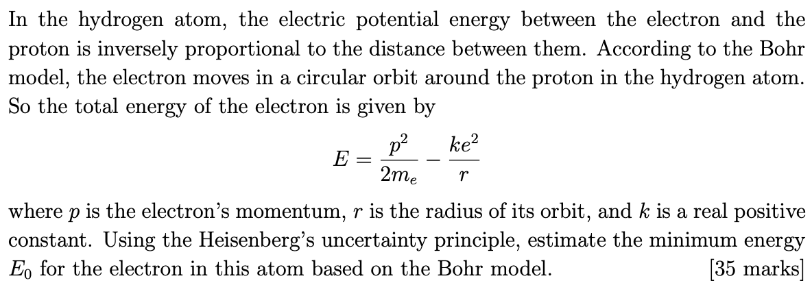 Solved In the hydrogen atom, the electric potential energy | Chegg.com