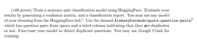 Solved (100 points) Train a sentence pair classification | Chegg.com