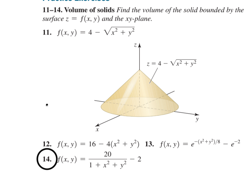 Solved 11-14. Volume of solids Find the volume of the solid | Chegg.com