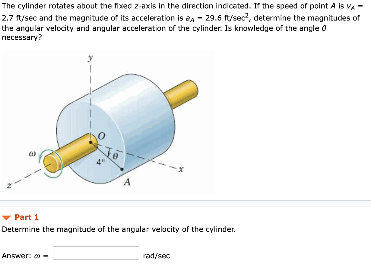 Solved The cylinder rotates about the fixed z-axis in the | Chegg.com