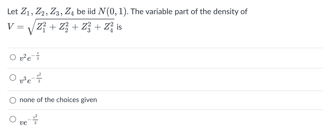 Solved Let Z1,Z2,Z3,Z4 be iid N(0,1). The variable part of | Chegg.com