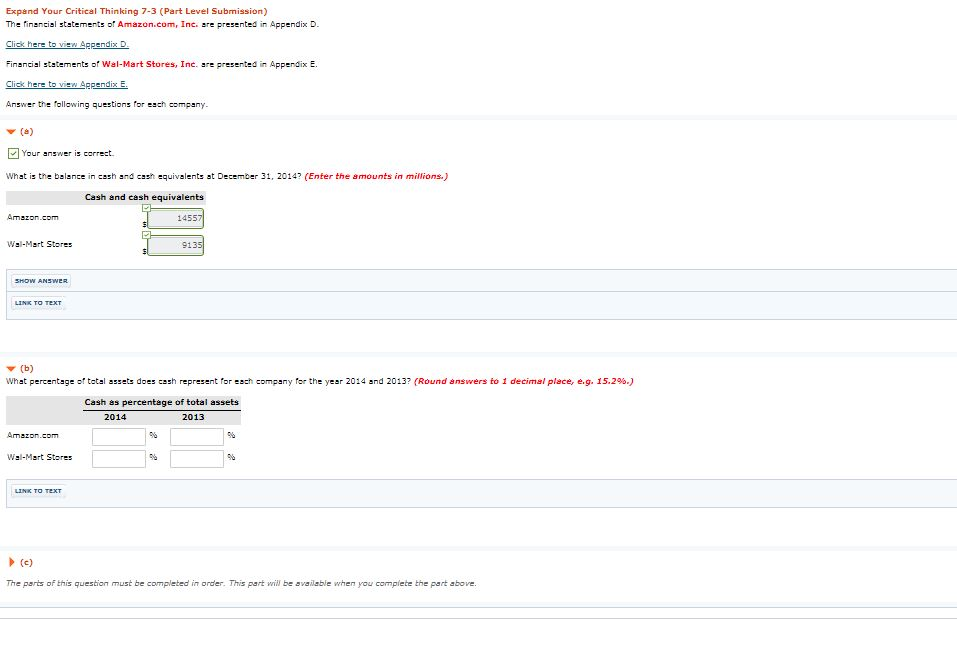 Solved Expand Your Critical Thinking 7-3 (Part Level | Chegg.com
