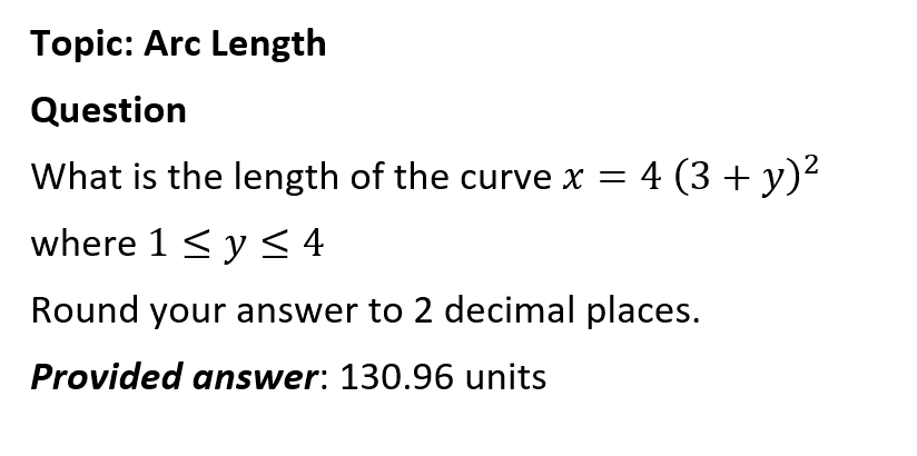 Solved Topic: Arc Length Question What is the length of the | Chegg.com
