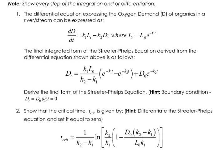 Solved The differential equation expressing the Oxygen | Chegg.com
