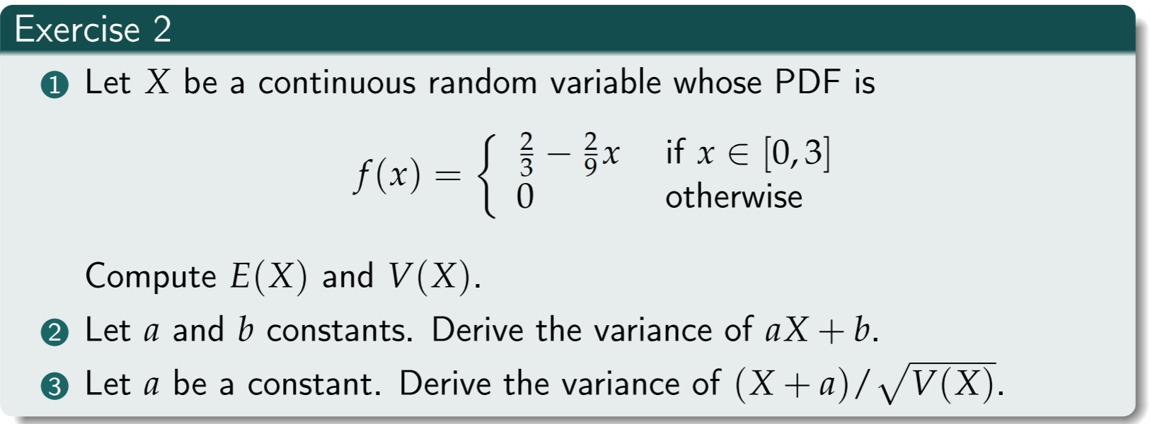 Solved Exercise 2 © Let X be a continuous random variable | Chegg.com