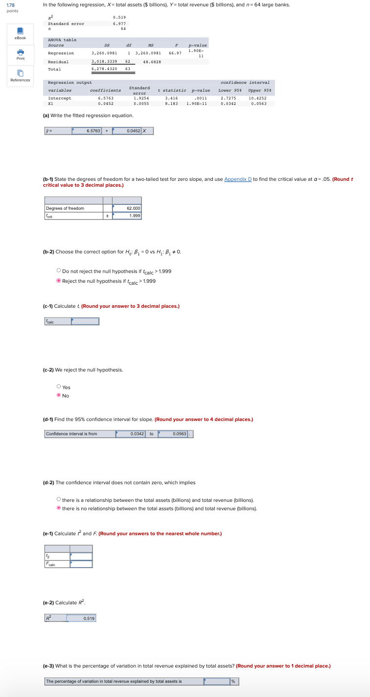 Solved (a) Write the fitted regression equation. (b-1) State | Chegg.com