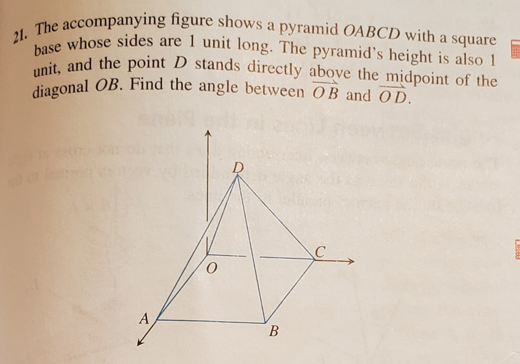 Solved 21. The accompanying figure shows a pyramid OABCD | Chegg.com