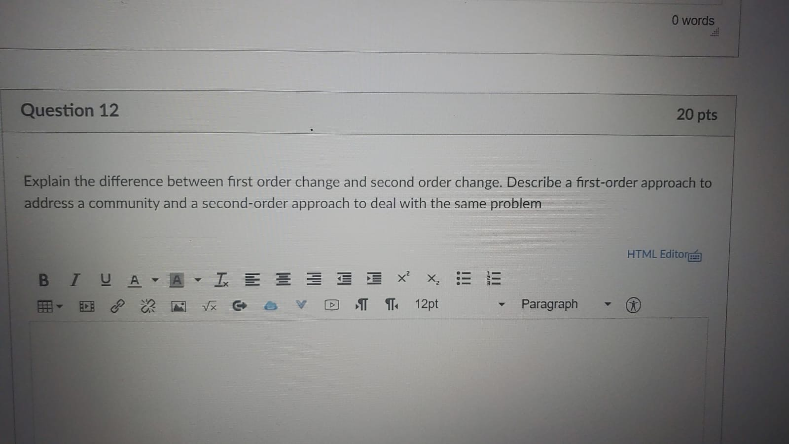 Solved O words Question 12 20 pts Explain the difference | Chegg.com