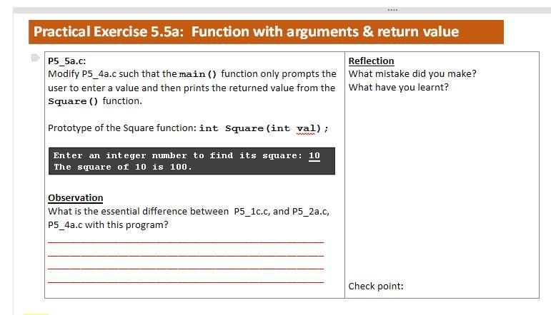Solved Practical Exercise 5.1c: Simple Functions - Square () | Chegg.com