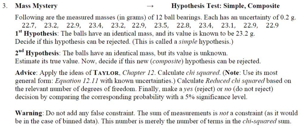 Solved Mass Mystery 3 Hypothesis Test: Simple, Composite | Chegg.com