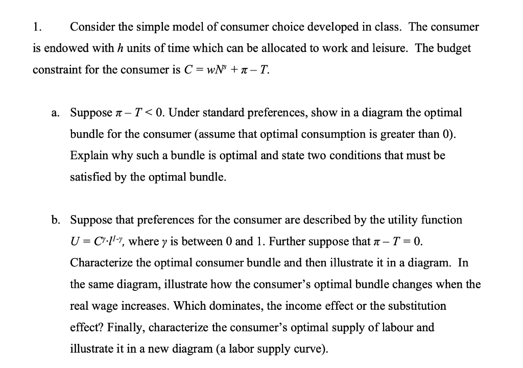 Consider the simple model of consumer choice | Chegg.com