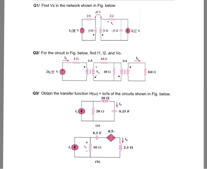 Solved Q1/ Find Vx in the network shown in Fig. below 20 20 | Chegg.com