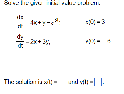 Solved Solve the given initial value | Chegg.com