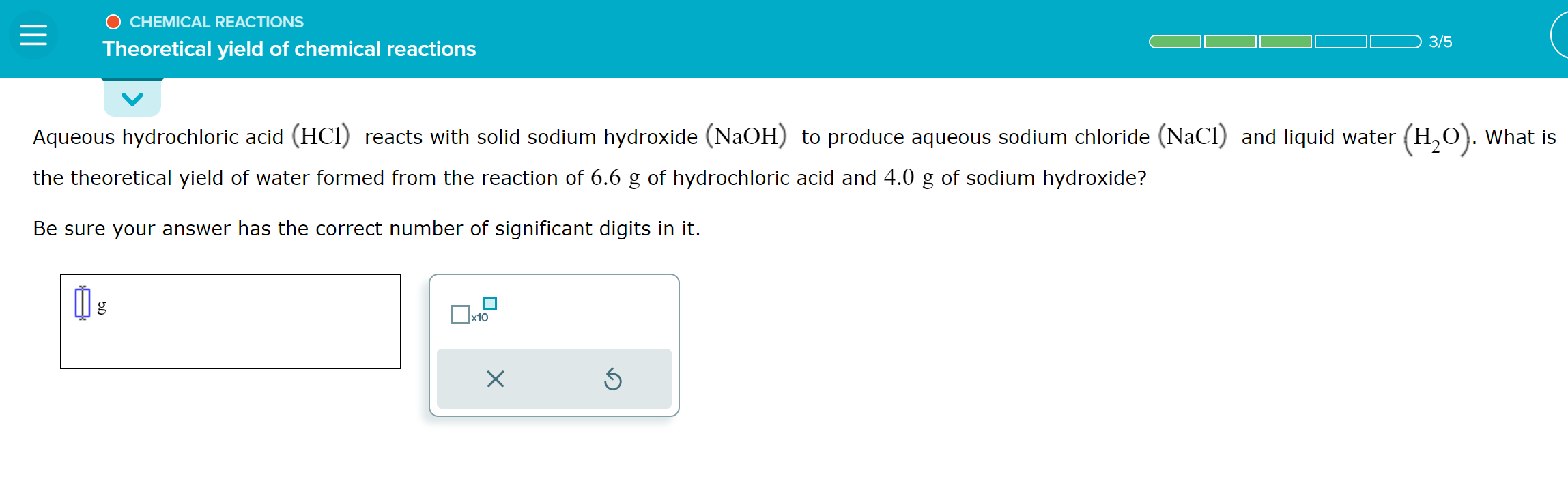 Solved Aqueous hydrochloric acid (HCl) reacts with solid | Chegg.com