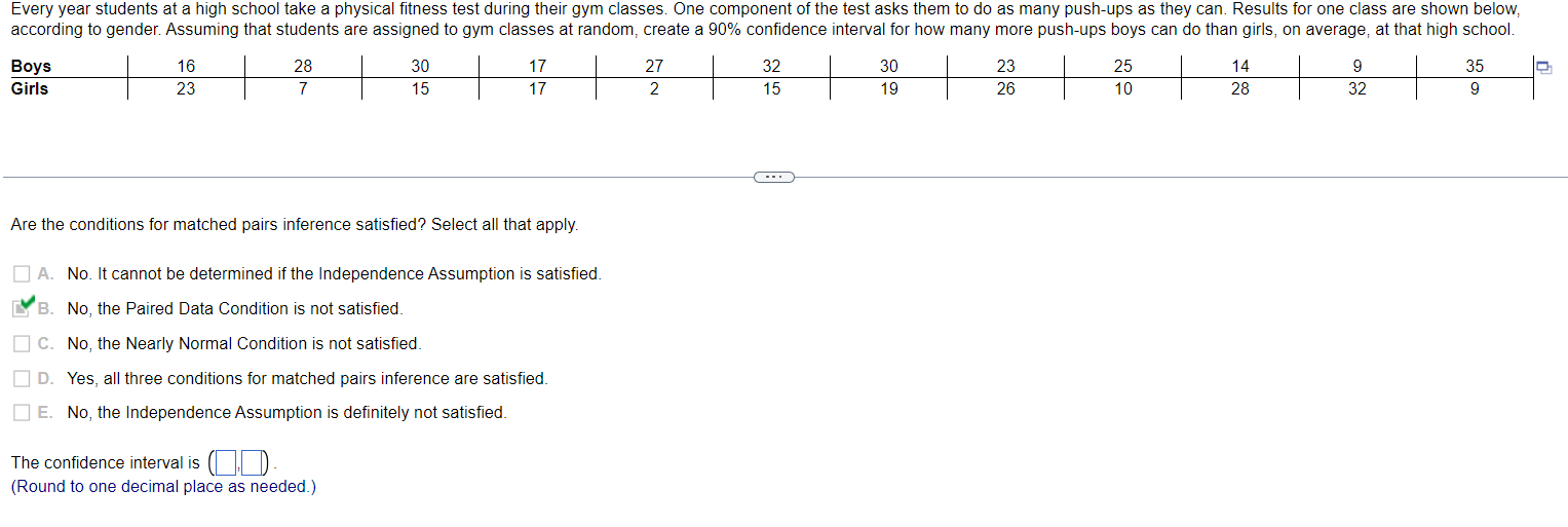 Solved Are the conditions for matched pairs inference | Chegg.com