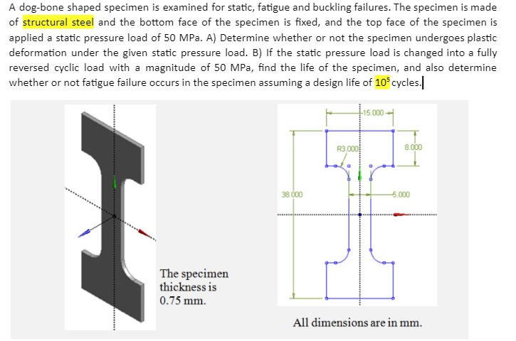 Solved A dog-bone shaped specimen is examined for static, | Chegg.com
