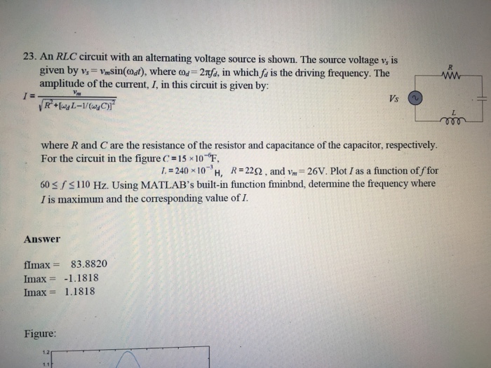 Solved 23. An RLC circuit with an alternating voltage source | Chegg.com