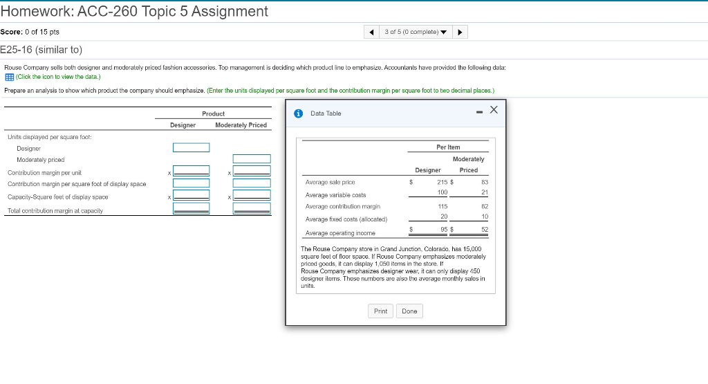 Solved Homework Acc 260 Topic 5 Assignment Score 0 Of 15