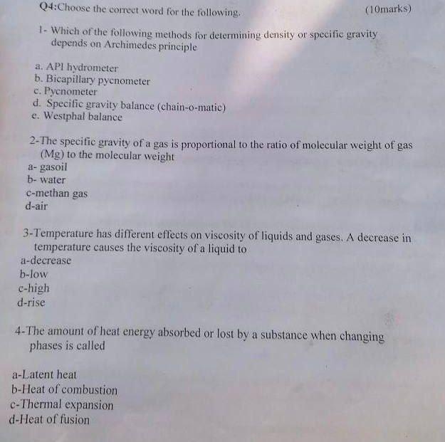 Solved 04:Choose the correct word for the following. | Chegg.com
