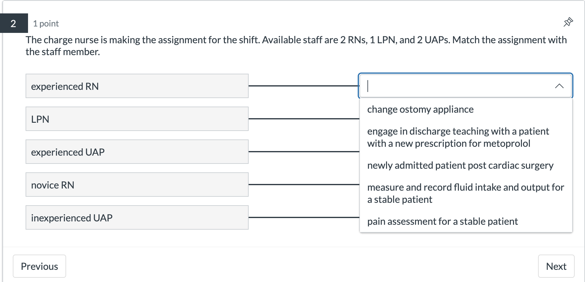 Solved The charge nurse is making the assignment for the | Chegg.com