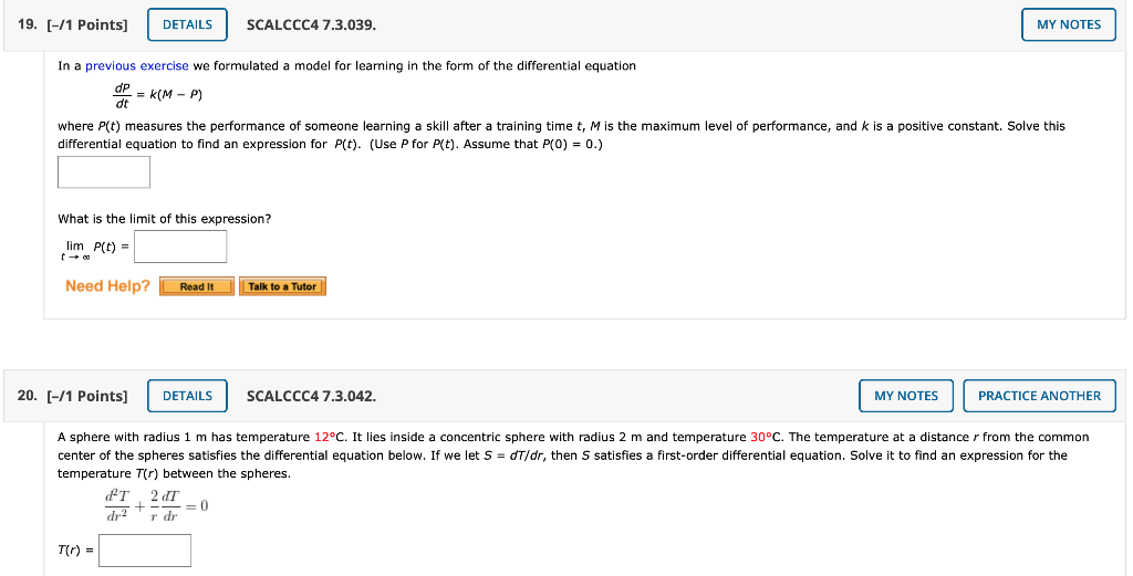 Solved 19. [-/1 Points] DETAILS SCALCCC4 7.3.039. MY NOTES | Chegg.com