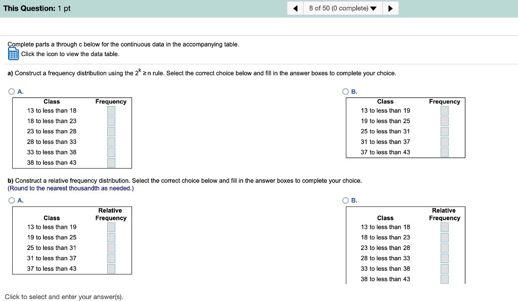 Solved This Question: 1 pt 8 of 50 (0 complete) Complete | Chegg.com