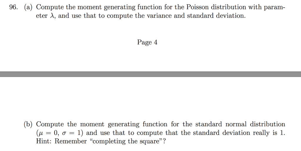 Solved 96. (a) Compute the moment generating function for | Chegg.com