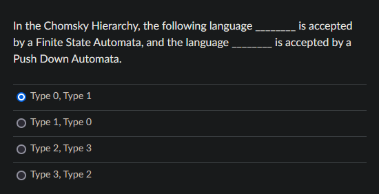 Solved In the Chomsky Hierarchy, the following language is | Chegg.com
