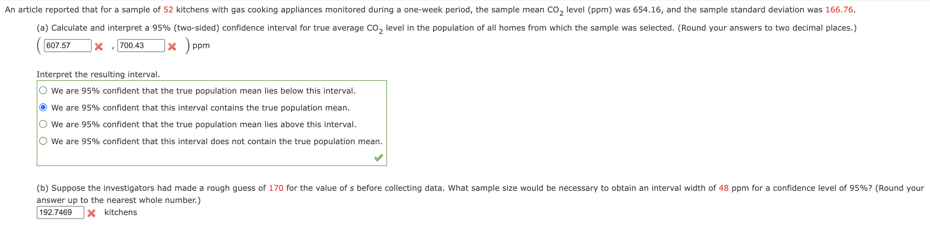 Solved (x,x)ppm Interpret the resulting interval. We are 95% | Chegg.com