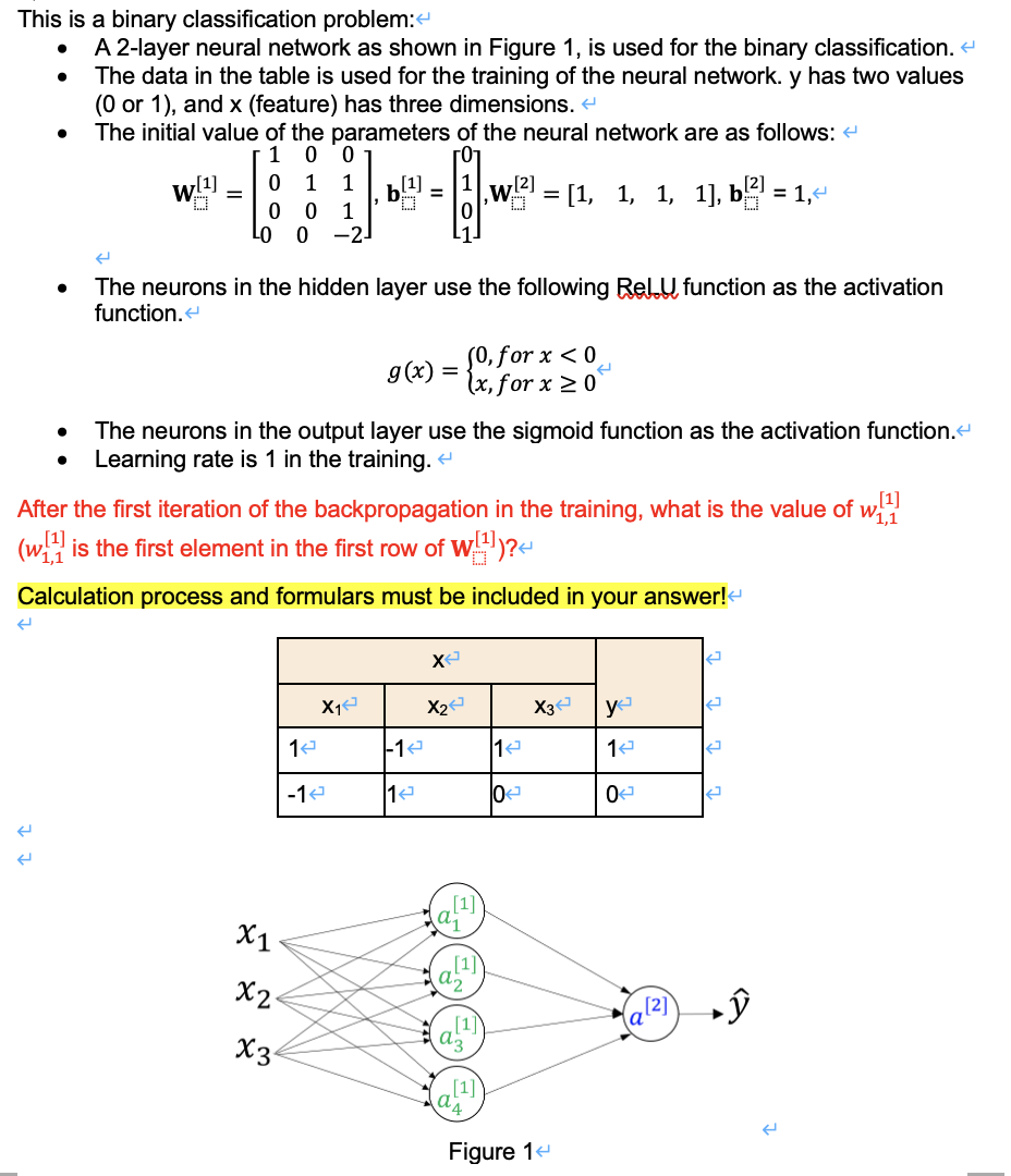 . This is a binary classification problem: A 2-layer | Chegg.com