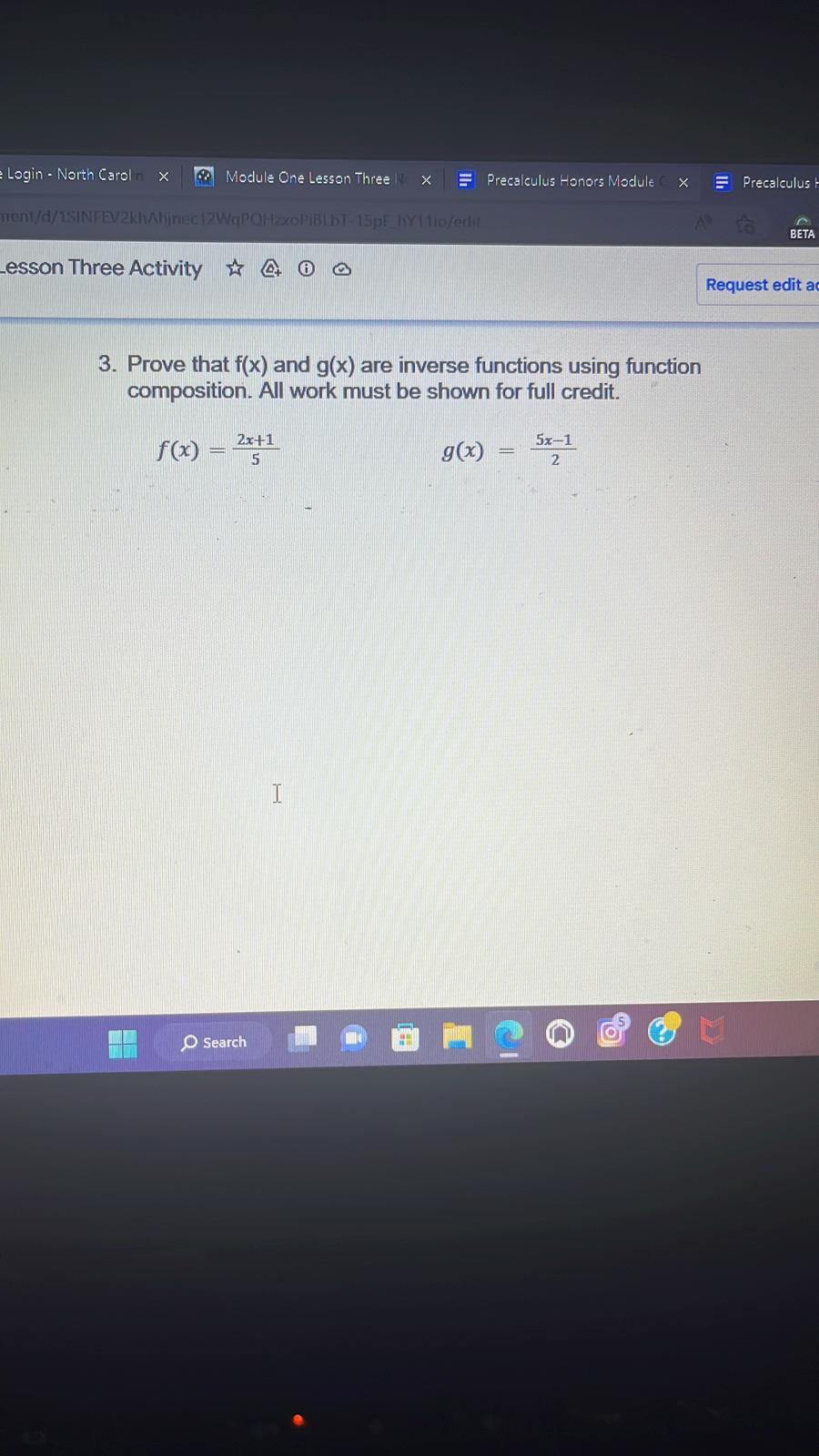 Solved 3. Prove that f(x) and g(x) are inverse functions | Chegg.com